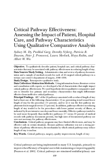 (PDF) Critical Pathway Effectiveness: Assessing the Impact of Patient ...