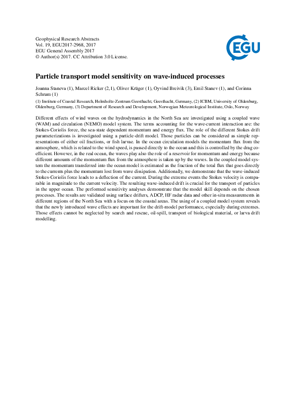 (PDF) Particle transport model sensitivity on wave-induced processes