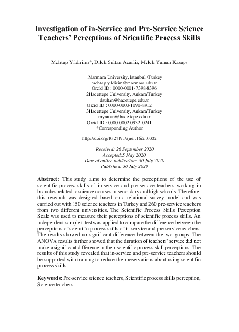 (PDF) Investigation of in-Service and Pre-Service Science Teachers ...