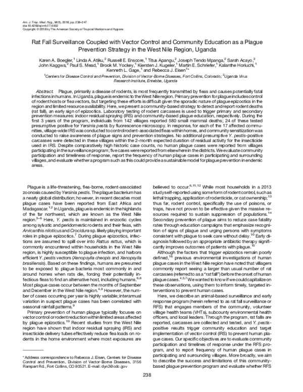 (PDF) Rat Fall Surveillance Coupled with Vector Control and Community ...