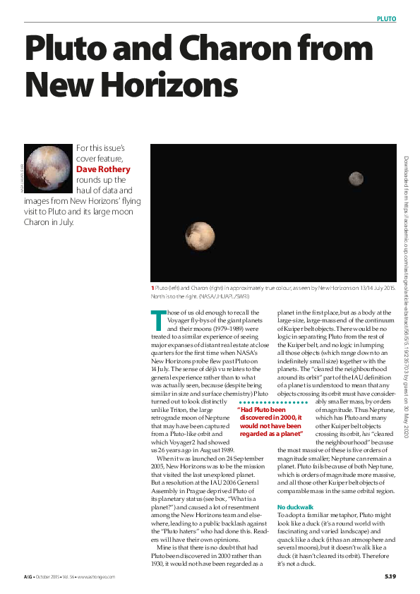 (PDF) Pluto and Charon from New Horizons