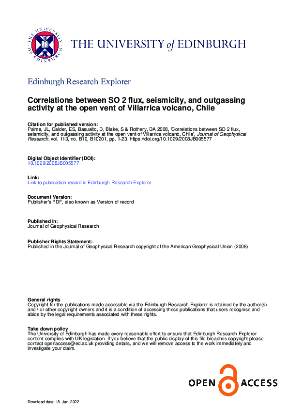 (PDF) Correlations between SO2flux, seismicity, and outgassing activity ...