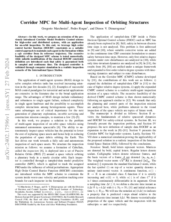 (PDF) Corridor MPC for Multi-Agent Inspection of Orbiting Structures