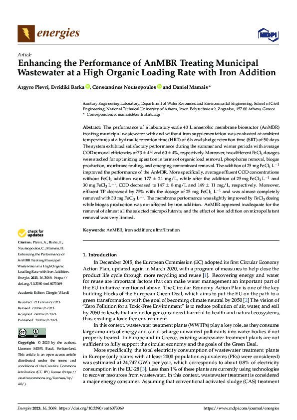 (PDF) Enhancing the Performance of AnMBR Treating Municipal Wastewater ...