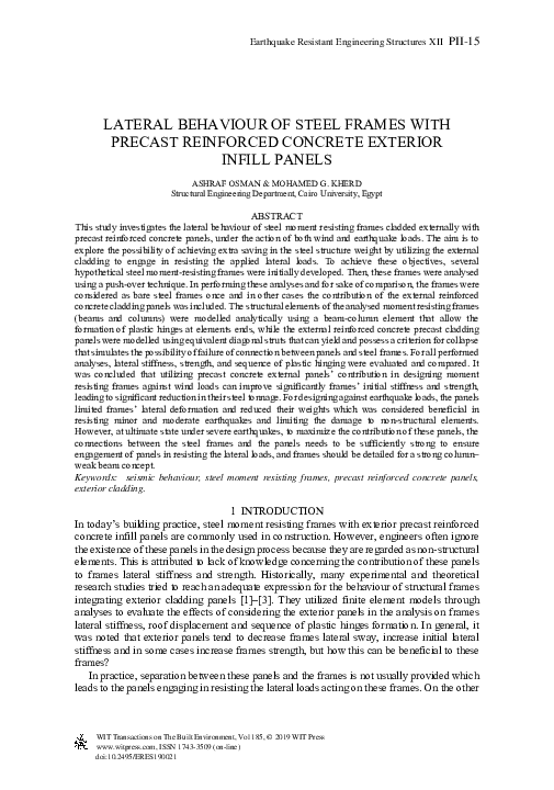 (PDF) Lateral Behaviour of Steel Frames with Precast Reinforced ...