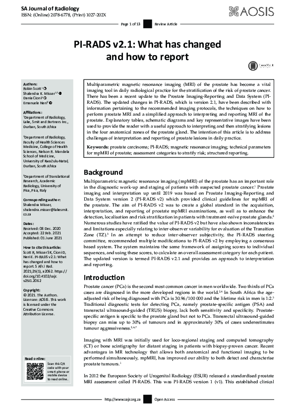 (PDF) PI-RADS v2.1: What has changed and how to report