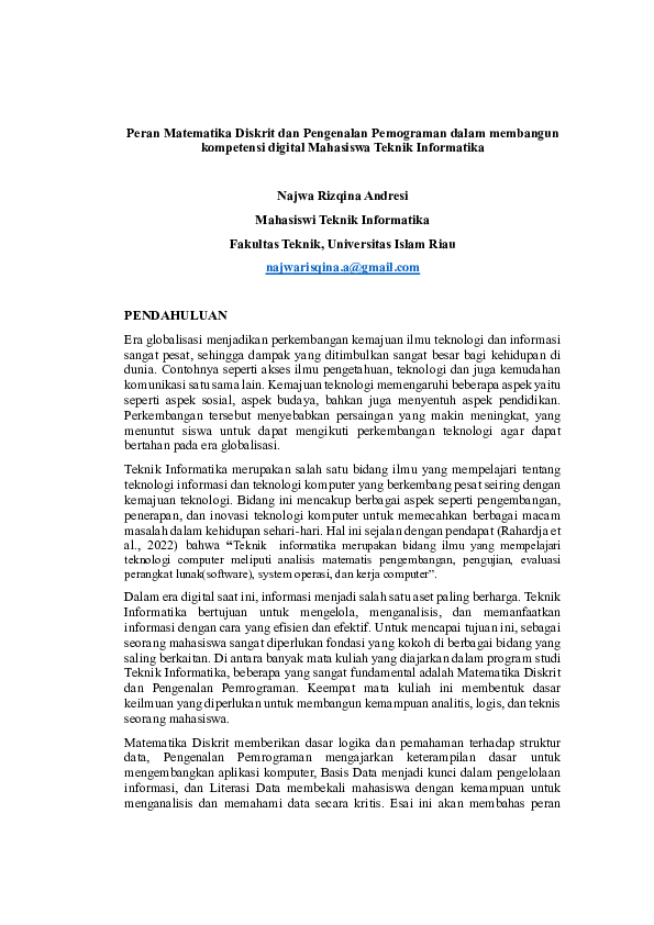 (PDF) Teknik Informatika