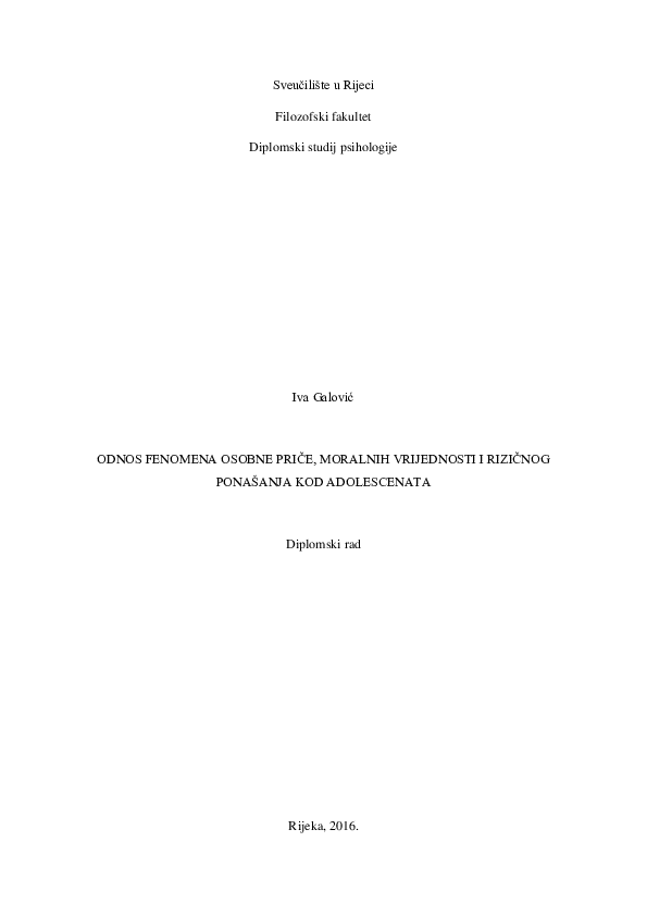 (PDF) The Relation between Personal Fable, Moral Values and Risk ...