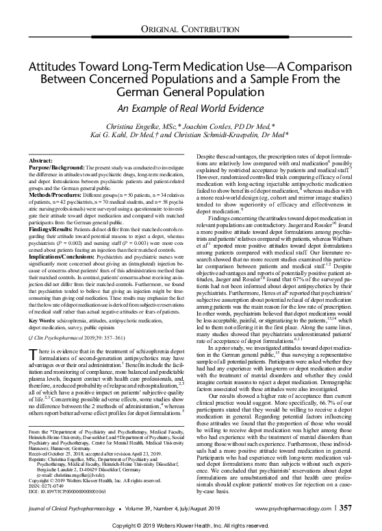 (PDF) Attitudes Toward Long-Term Medication Use—A Comparison Between ...