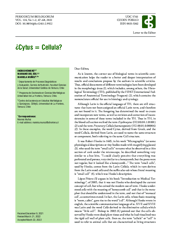 (PDF) ¿Cytus = Cellula?