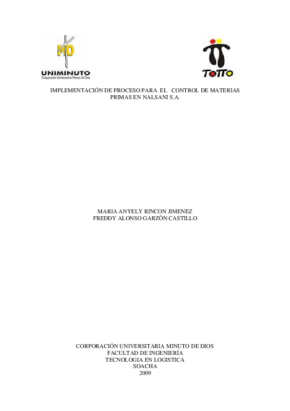(PDF) Implementación de proceso para el control de materias primas en ...