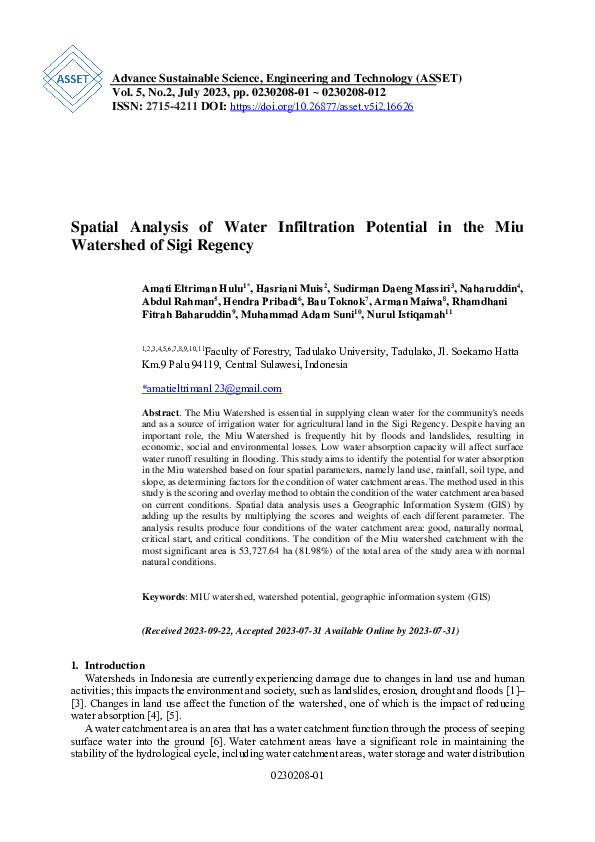 (PDF) Spatial Analysis of Water Infiltration Potential in the Miu ...