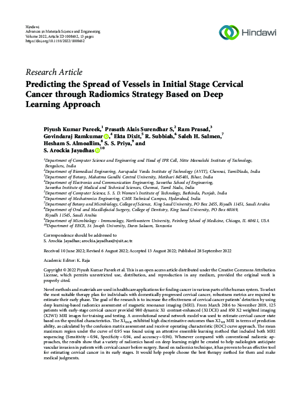 (PDF) Predicting the Spread of Vessels in Initial Stage Cervical Cancer through Radiomics ...