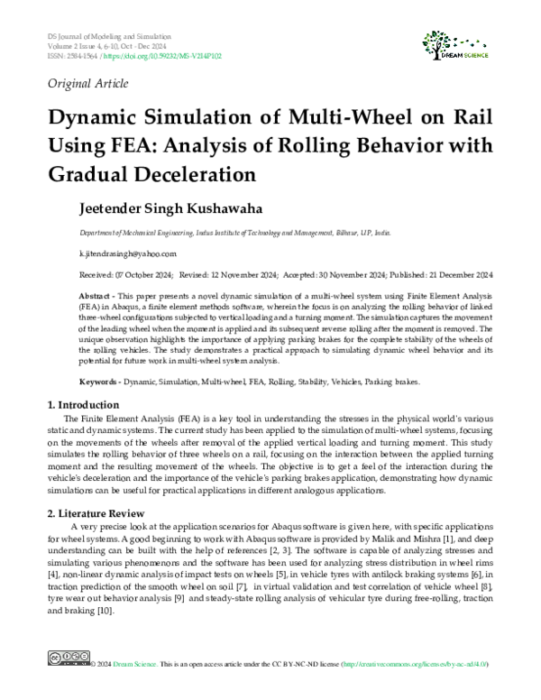 (PDF) Dynamic Simulation of Multi-Wheel on Rail Using FEA: Analysis of Rolling Behavior With ...