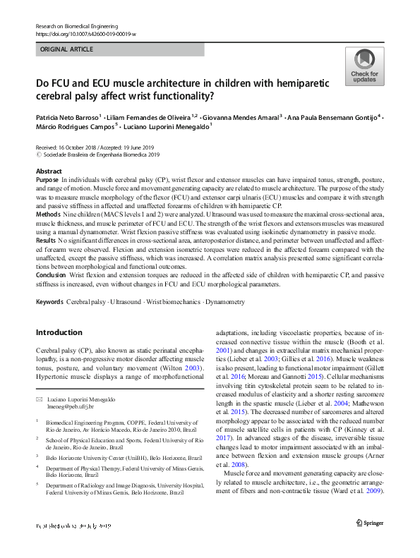 (PDF) Do FCU and ECU muscle architecture in children with hemiparetic ...
