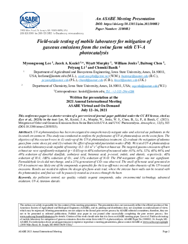 (PDF) Field-scale testing of mobile laboratory for mitigation of ...
