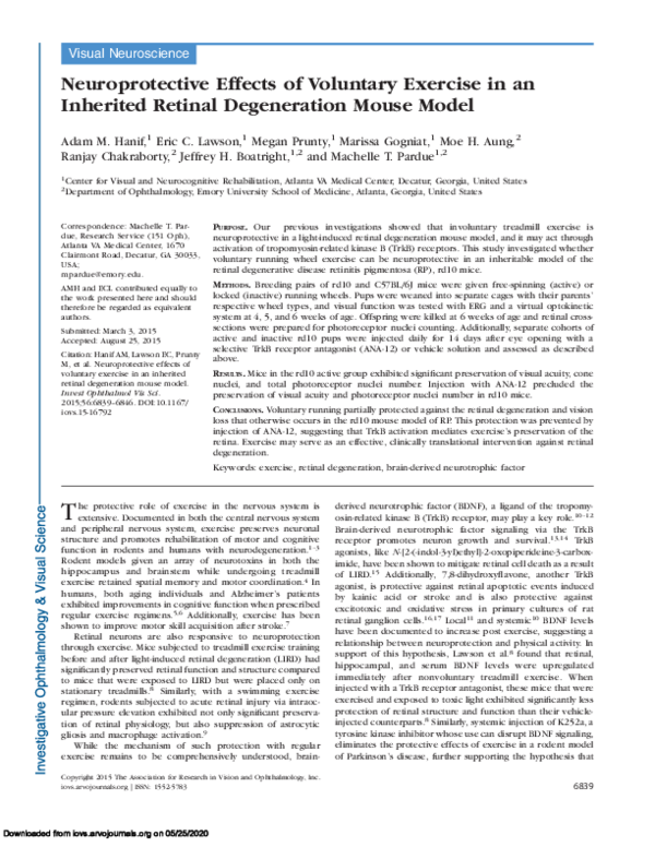 (PDF) Neuroprotective Effects of Voluntary Exercise in an Inherited ...