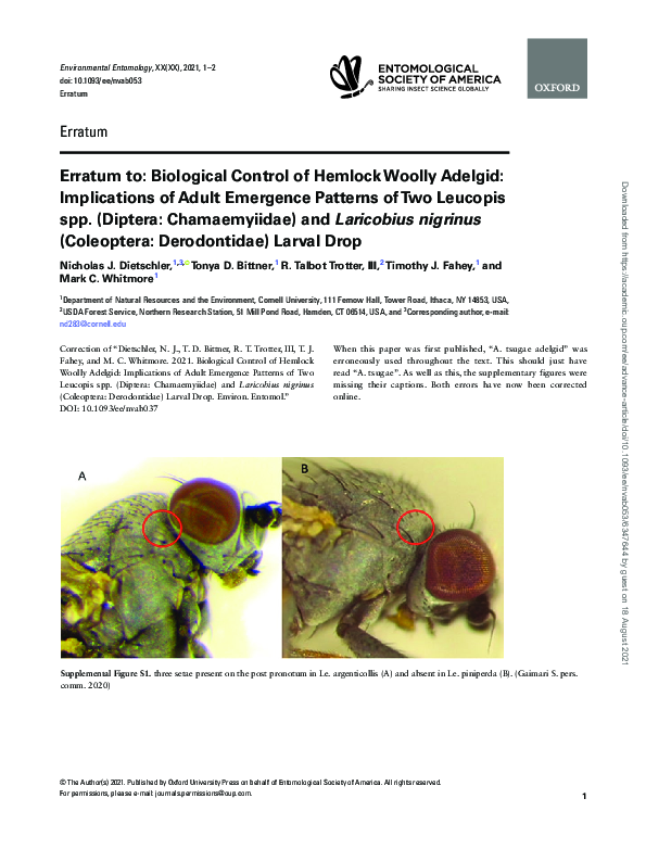 (PDF) Erratum to: Biological Control of Hemlock Woolly Adelgid ...