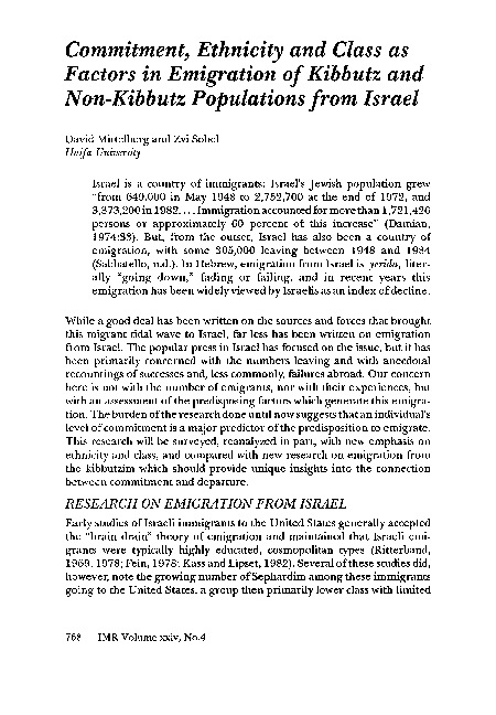 (PDF) Commitment, Ethnicity and Class as Factors in Emigration of ...