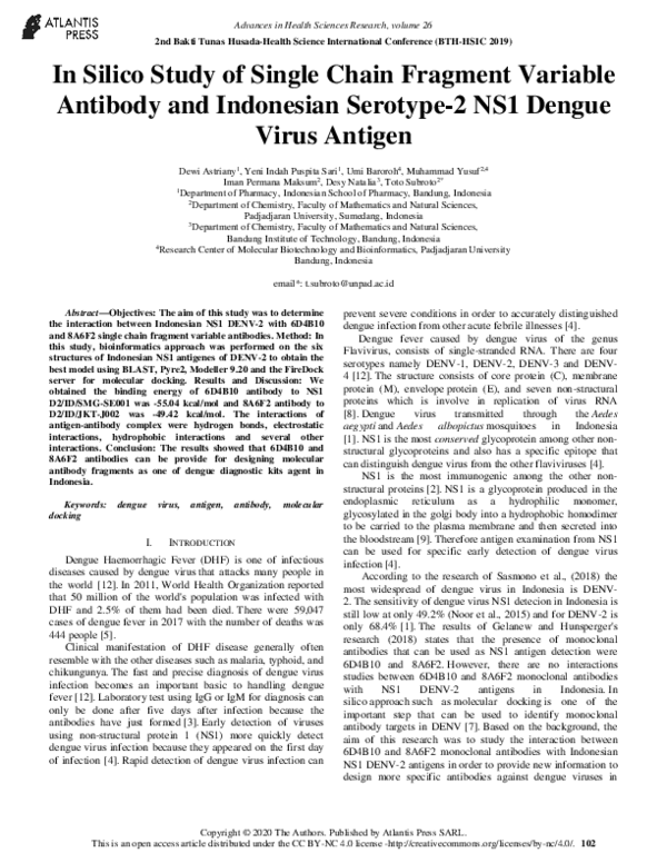 (PDF) Dengue NS1 Interaction with Antibody Fragments