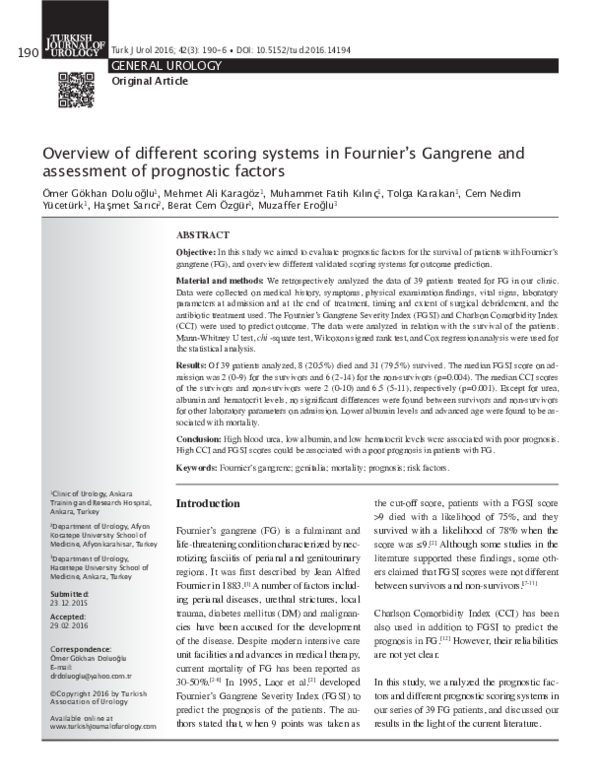 (PDF) Overview of different scoring systems in Fournier’s Gangrene and ...