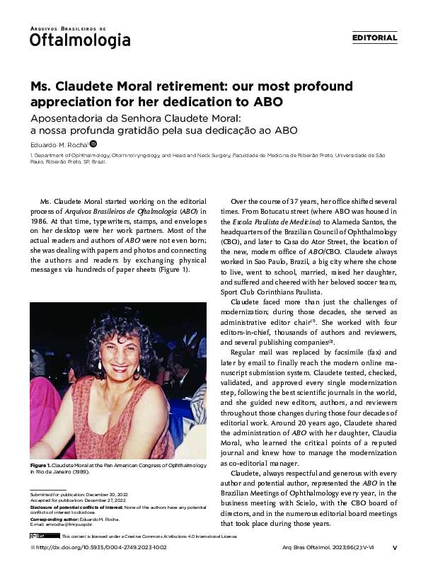 (PDF) Ms. Claudete Moral retirement: our most profound appreciation for ...