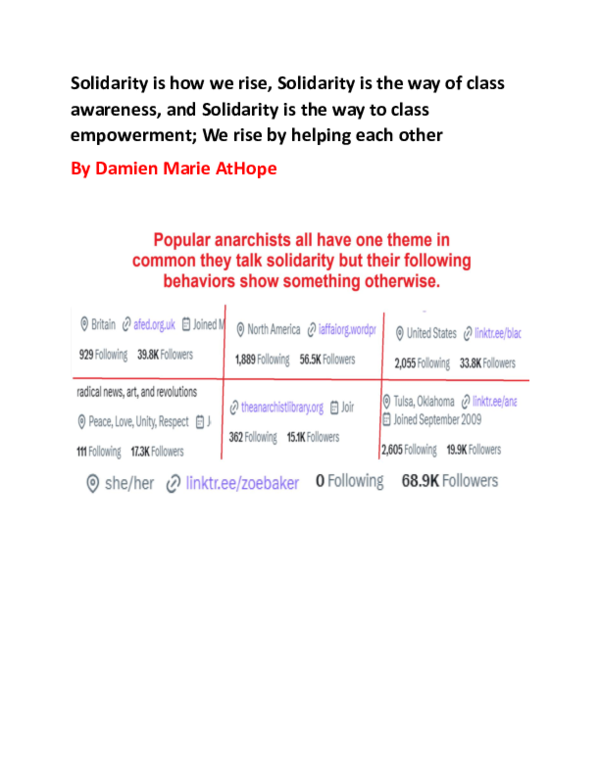 (PDF) Solidarity is how we rise, Solidarity is the way of class ...