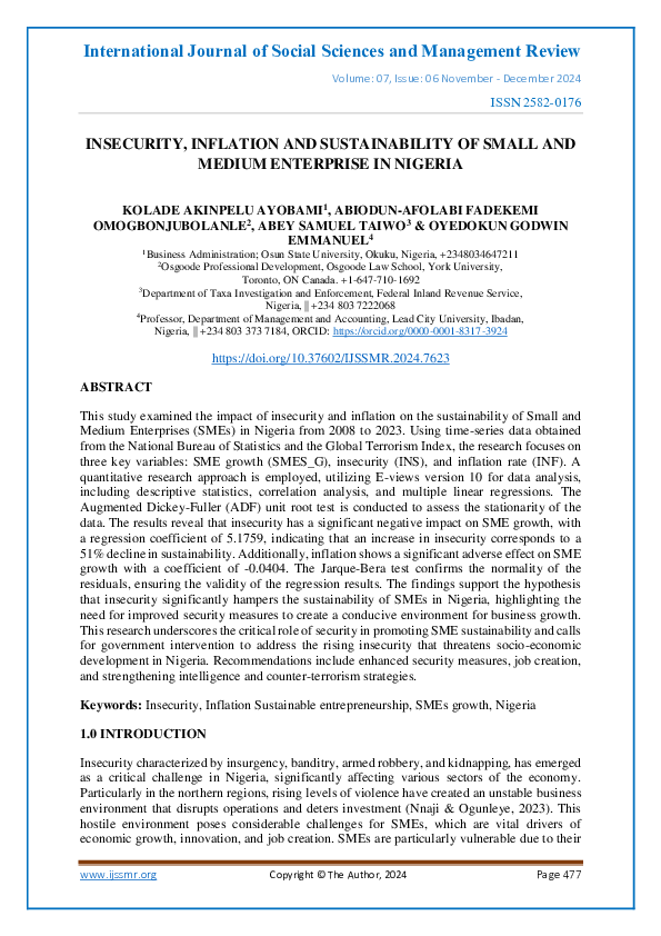(PDF) INSECURITY INFLATION AND SUSTAINABILITY OF SMALL AND MEDIUM ...