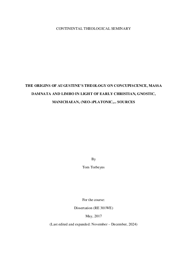 (PDF) The Origins of Augustine’s Theology on Concupiscence, Massa ...