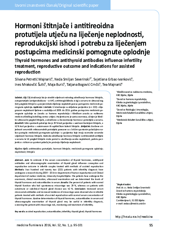 (PDF) Thyroid hormones and antithyroid antibodies influence infertility ...