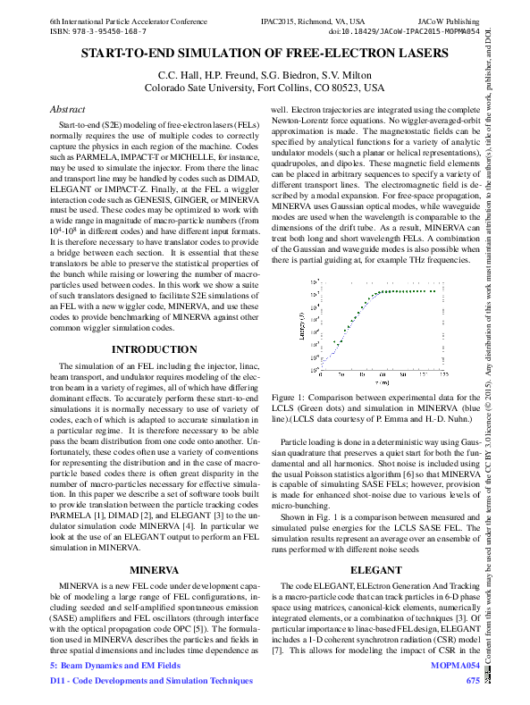 (PDF) Start-to-end Simulation of Free-electron Lasers
