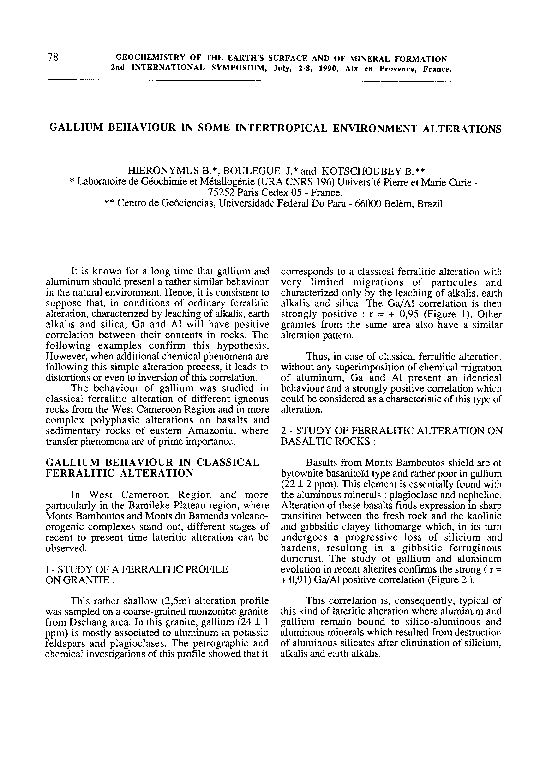 (PDF) Gallium behaviour in some intertropical environment alterations