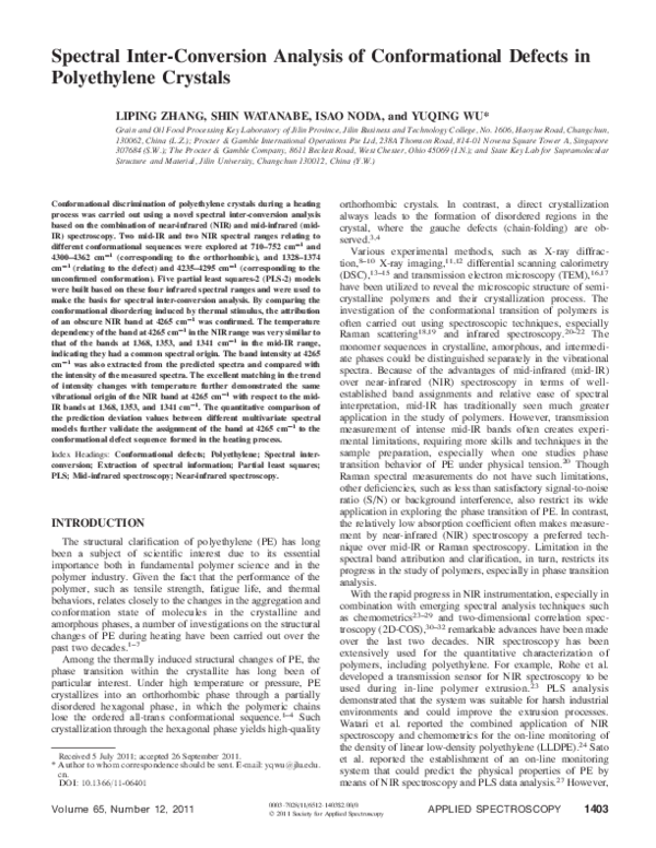 (PDF) Spectral Analysis of Polyethylene Conformational Changes