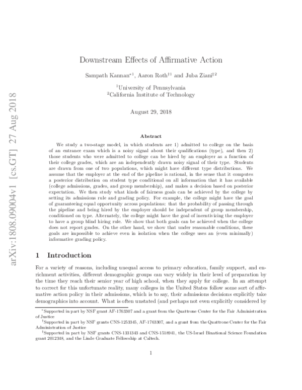(PDF) Downstream Effects of Affirmative Action
