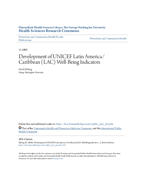 (PDF) Development of UNICEF Latin America/Caribbean (LAC) Well-Being ...