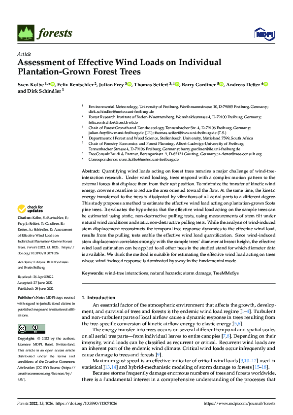 (PDF) Assessment of Effective Wind Loads on Individual Plantation-Grown ...