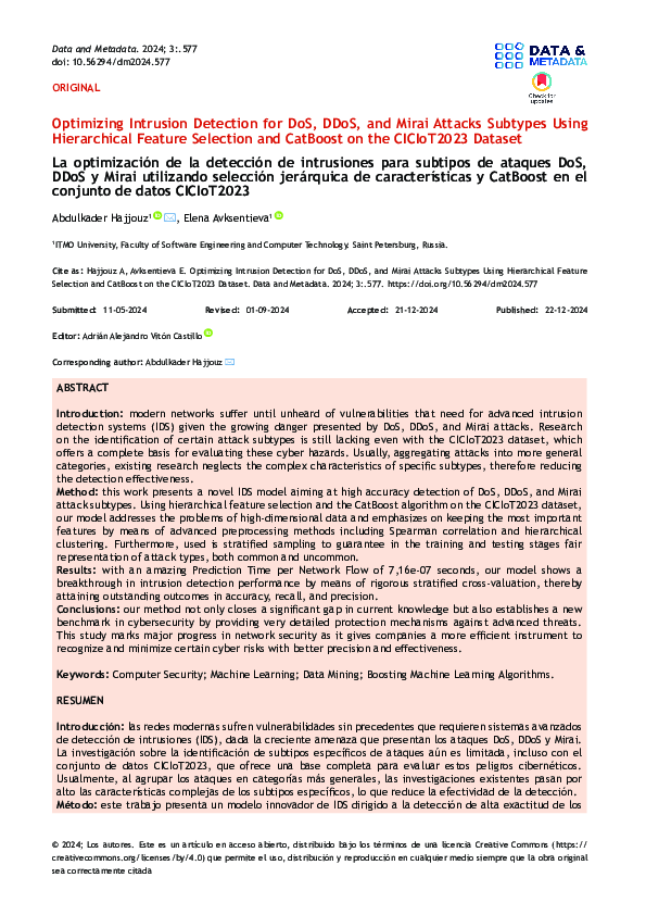 (PDF) Optimizing Intrusion Detection for DoS, DDoS, and Mirai Attacks Subtypes Using ...