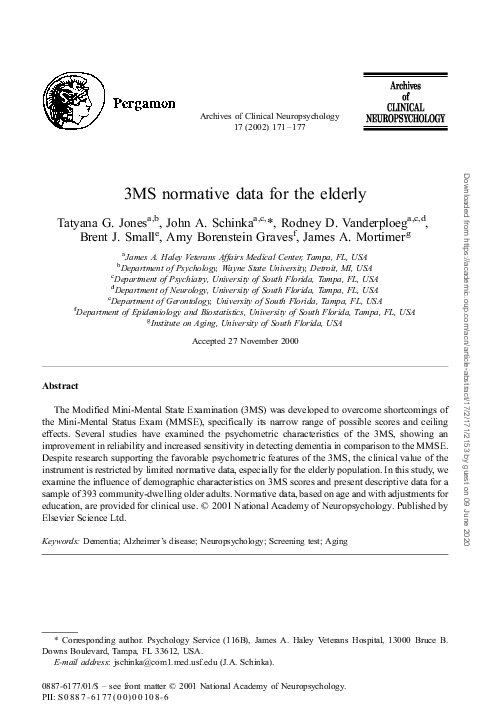 (PDF) 3MS normative data for the elderly