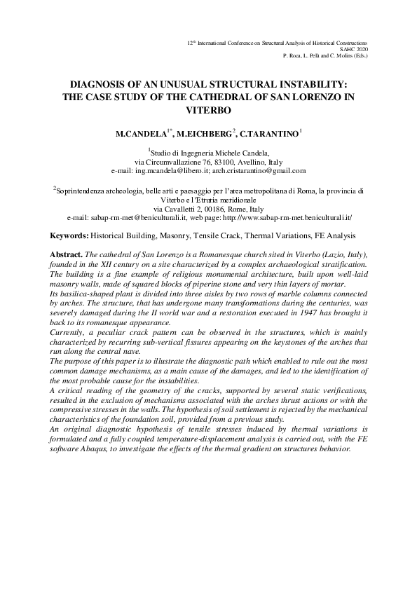 (PDF) Diagnosis of an Unusual Structural Instability: the Case Study of ...