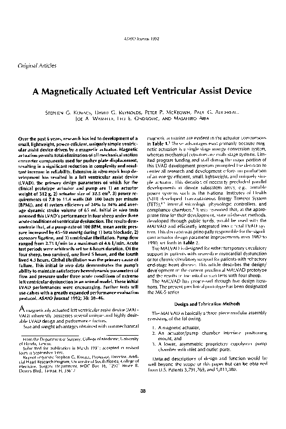 (PDF) A Magnetically Actuated Left Ventricular Assist Device