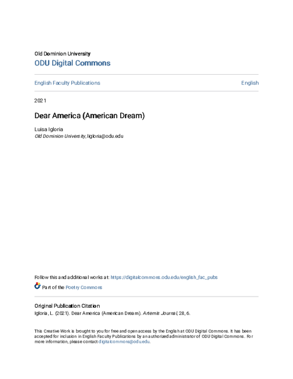 (PDF) Dear America (American Dream)