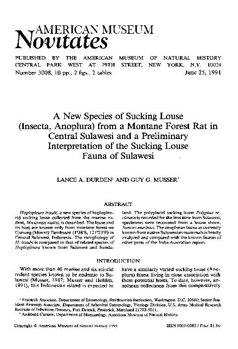 (PDF) A new species of sucking louse (Insecta, Anoplura) from a montane ...