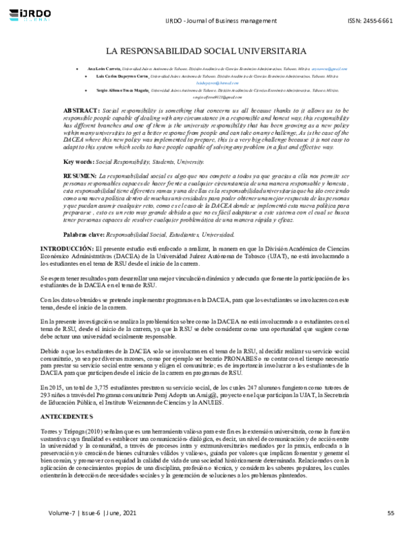 (PDF) La Responsabilidad Social Universitaria