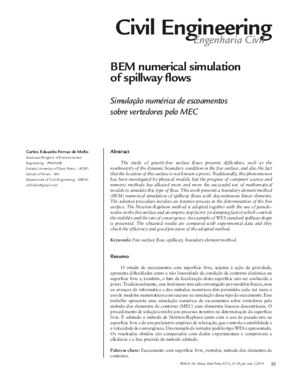 (PDF) BEM numerical simulation of spillway flows