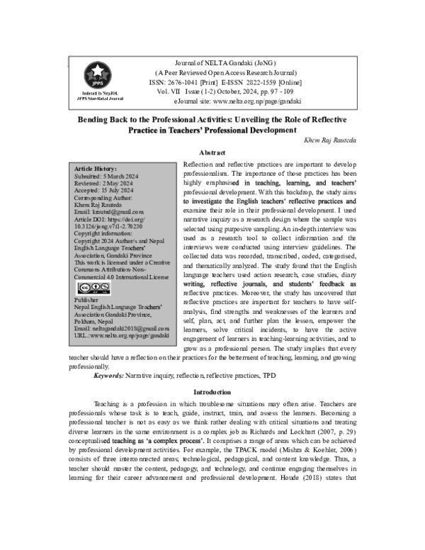 (PDF) Bending Back to the Professional Activities: Unveiling the Role ...