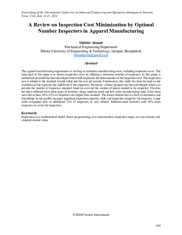 (PDF) A Review on Inspection Cost Minimization by Optimal Number ...