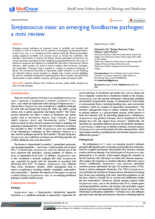 (PDF) Streptococcus iniae: an emerging foodborne pathogen: a mii review