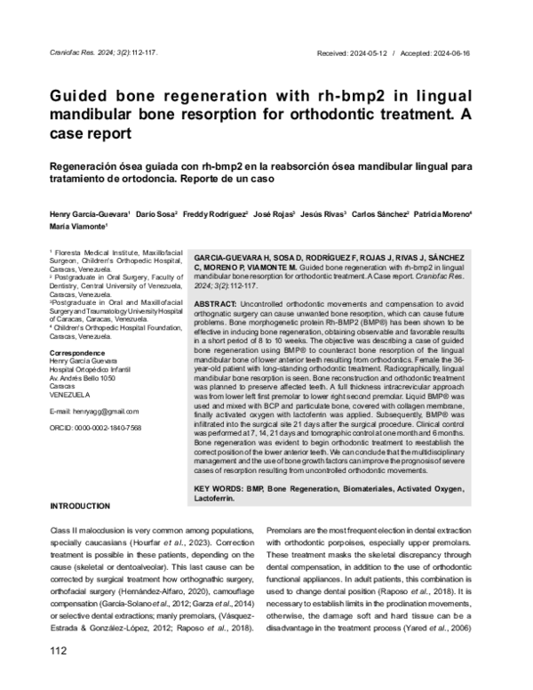 (PDF) Guided bone regeneration with rh-bmp2 in lingual mandibular bone ...