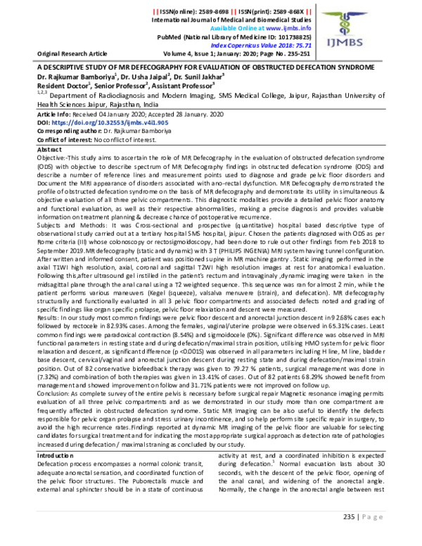 (PDF) A Descriptive Study of MR Defecography for Evaluation of ...