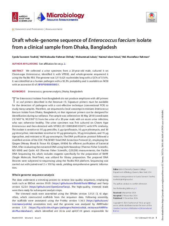 Pdf Draft Whole Genome Sequence Of Enterococcus Faecium Isolate From A Clinical Sample From